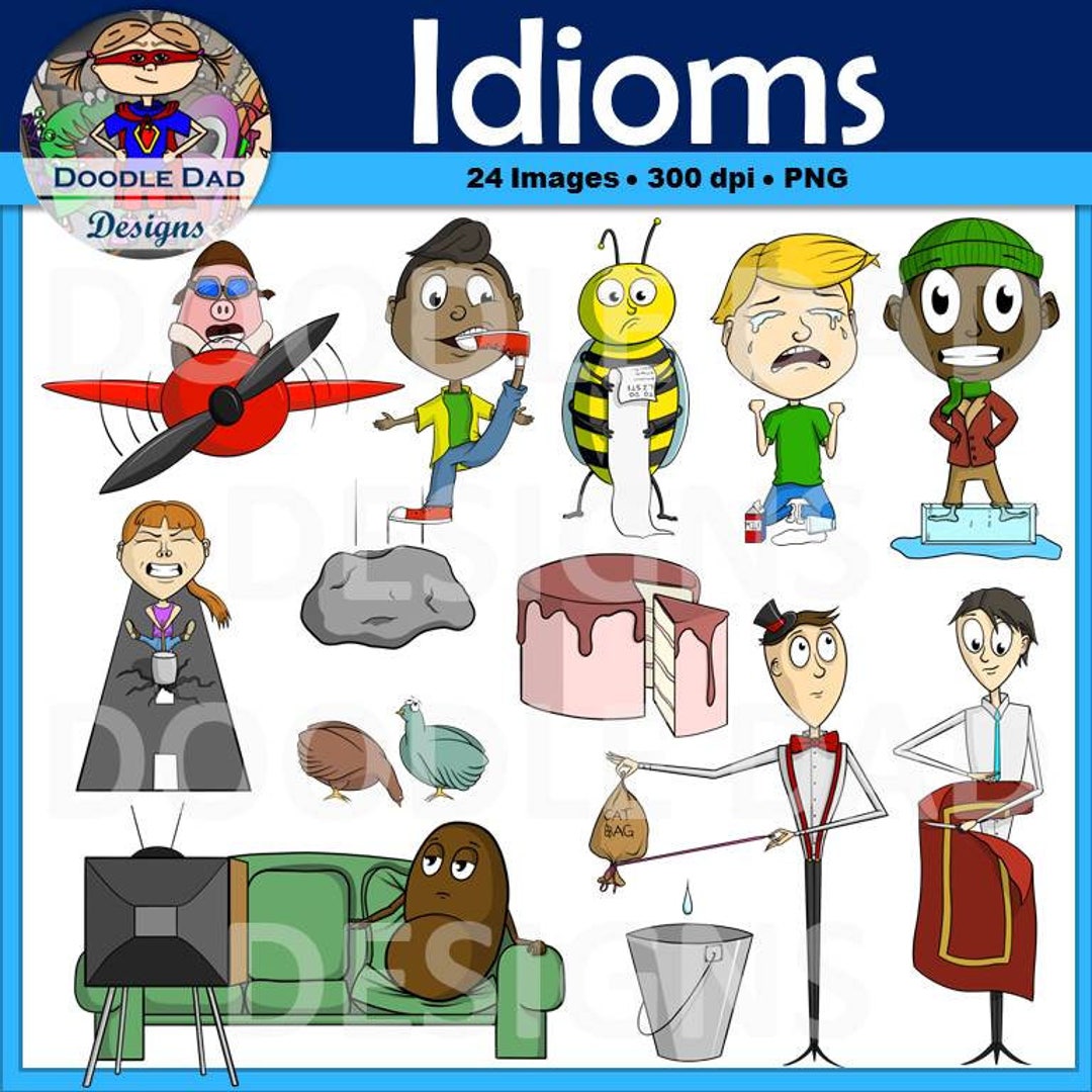Idioms Clip Art (pigs Fly, Cat Out of Bag, Couch Potato, Piece of Cake ...