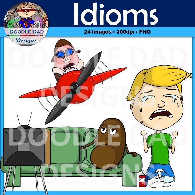Idioms Clip Art (pigs Fly, Cat Out of Bag, Couch Potato, Piece of Cake ...