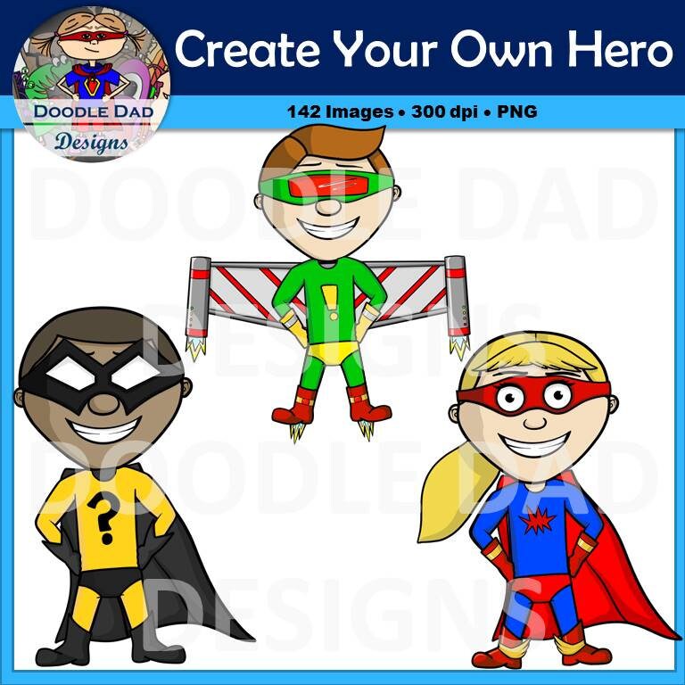 Create Your Own Superhero Clip Art (customize, Build, Dress-up ...
