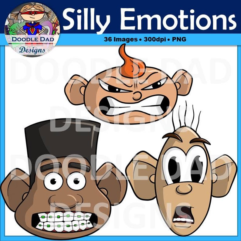 Silly Emotional Faces Clip Art (happy Emotions, Sad, Scared, Angry ...