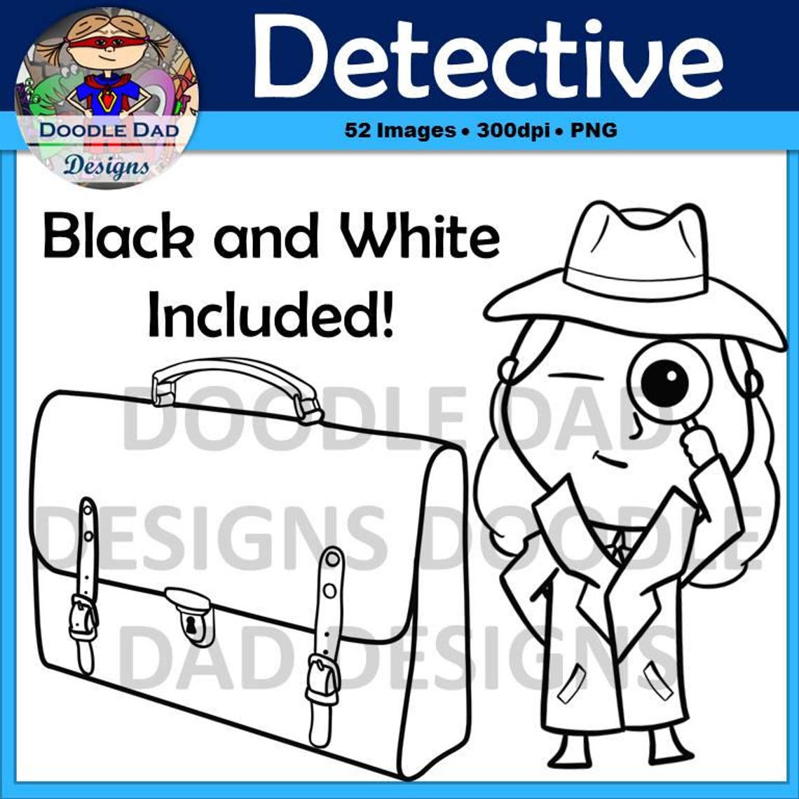 Detective Clip Art spy, Sherlock Holmes, Disguise, Magnifying Glass - Etsy