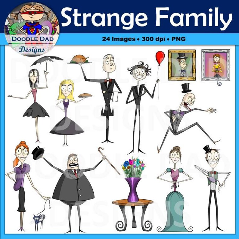 Strange Family Clip Art (unusual, Weird, Wacky, Formal, Tuxedo, Suit ...