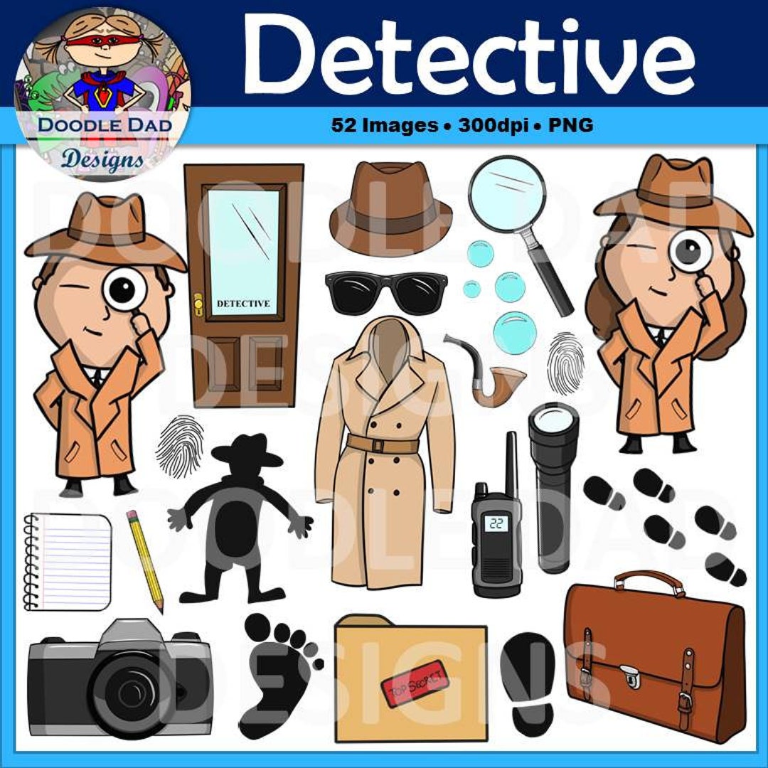 Detective Clip Art (spy, Sherlock Holmes, Disguise, Magnifying Glass ...