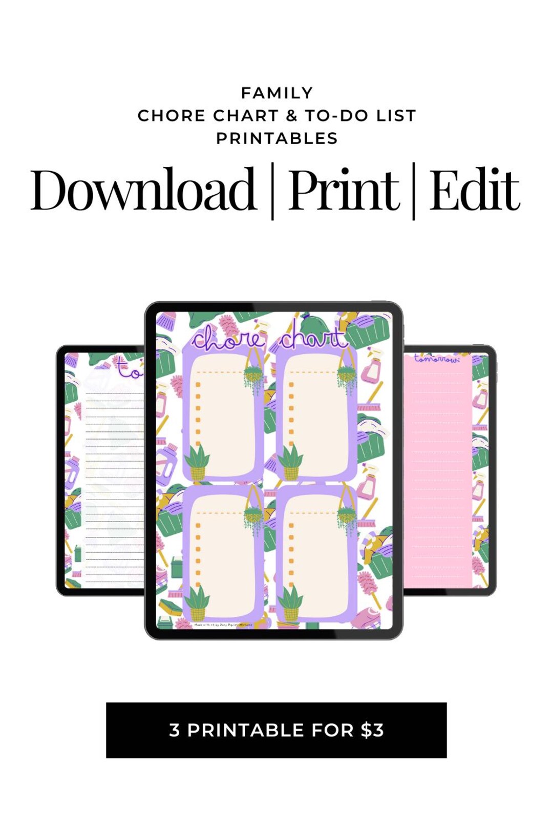 Editable Chore Chart Printable | Pastel Kids Chores Tracker | Daily ...
