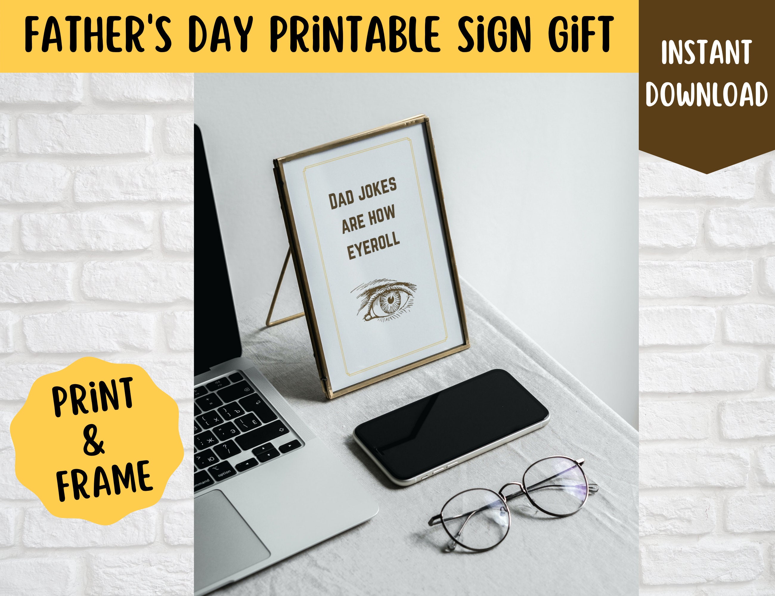 Dad Joke Eyeroll Printable Father's Day Sign Gift, Fathers Day Gift ...