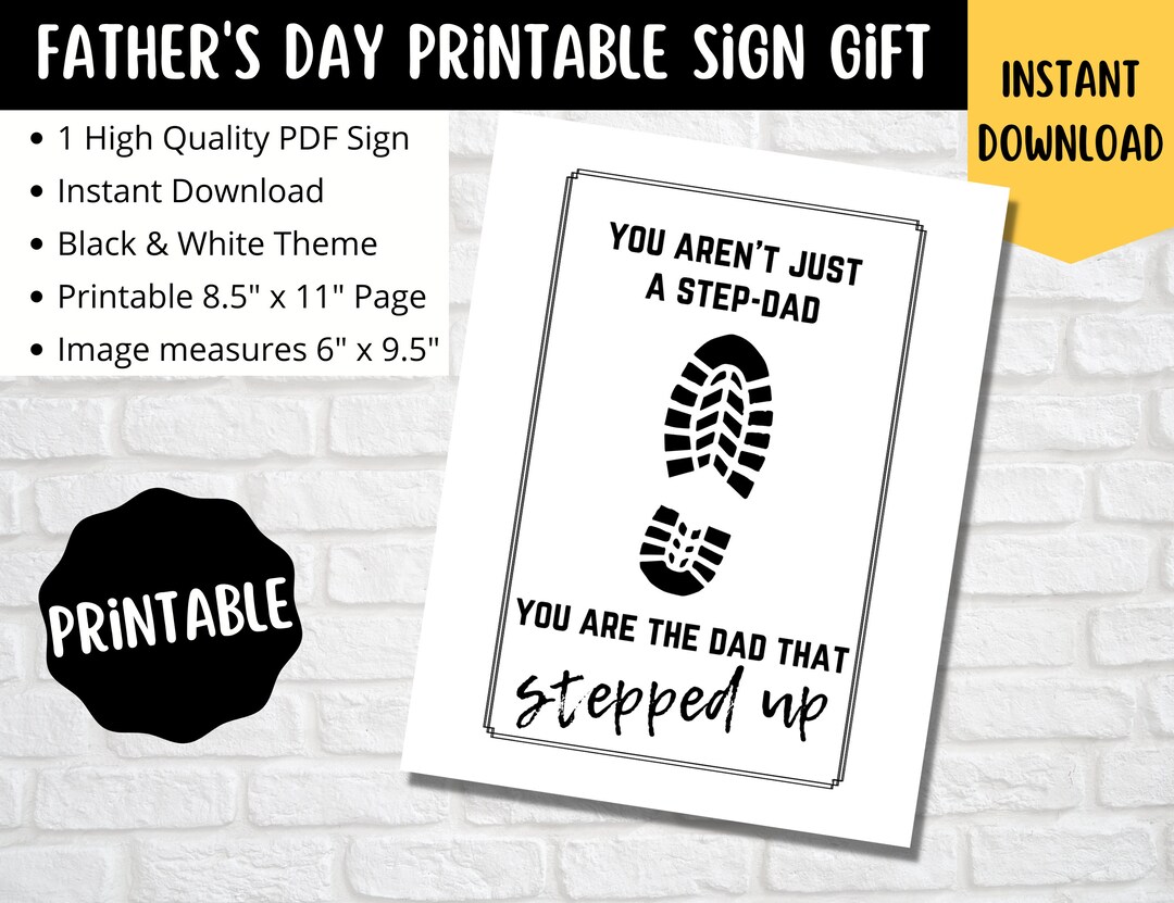 Printable Stepfather's Day Gift, Step Dad Gift, Bonus Dad Gift, Gift ...