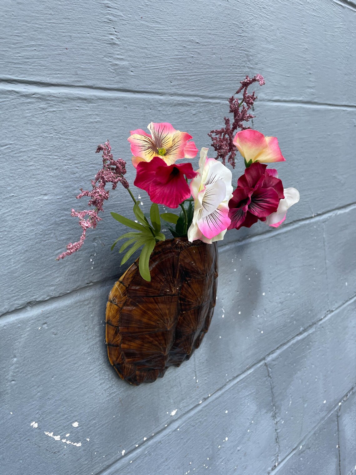 ONE {1} Awesome Taxidermy Common Snapping Turtle Shell - Flowers -log ...