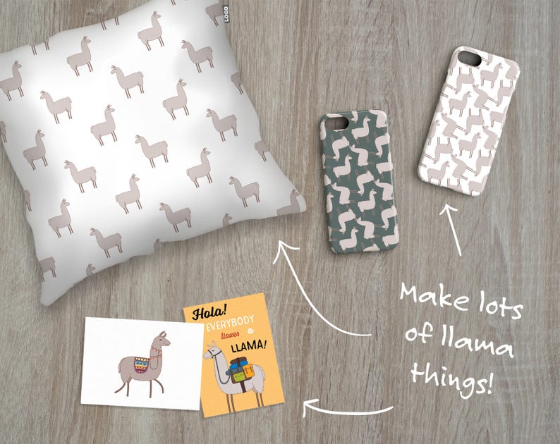 Llama Clipart Set, Hand Drawn Clip Art Illustrations of Llamas - Free ...