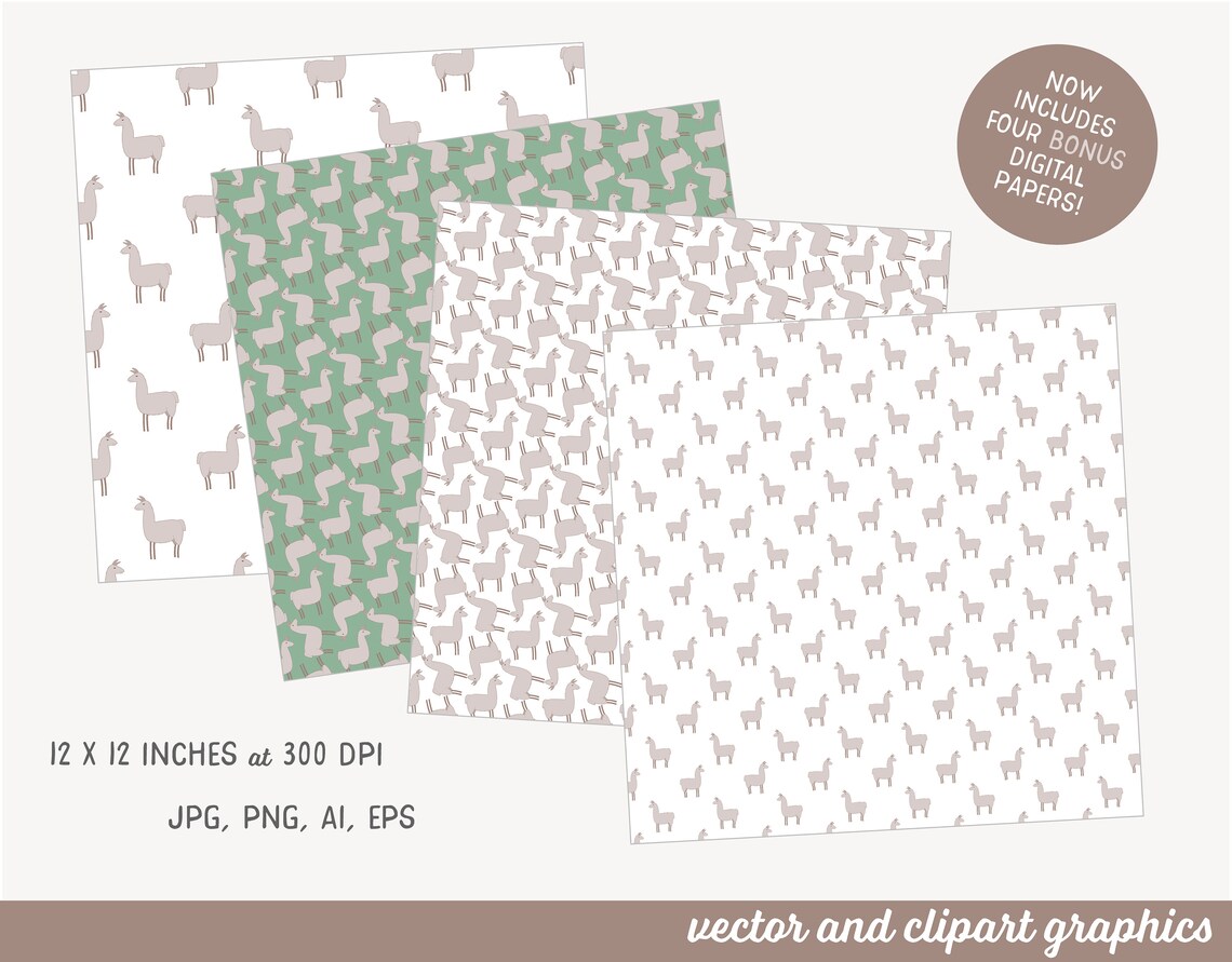 Llama Clipart Set, Hand Drawn Clip Art Illustrations of Llamas - Free ...