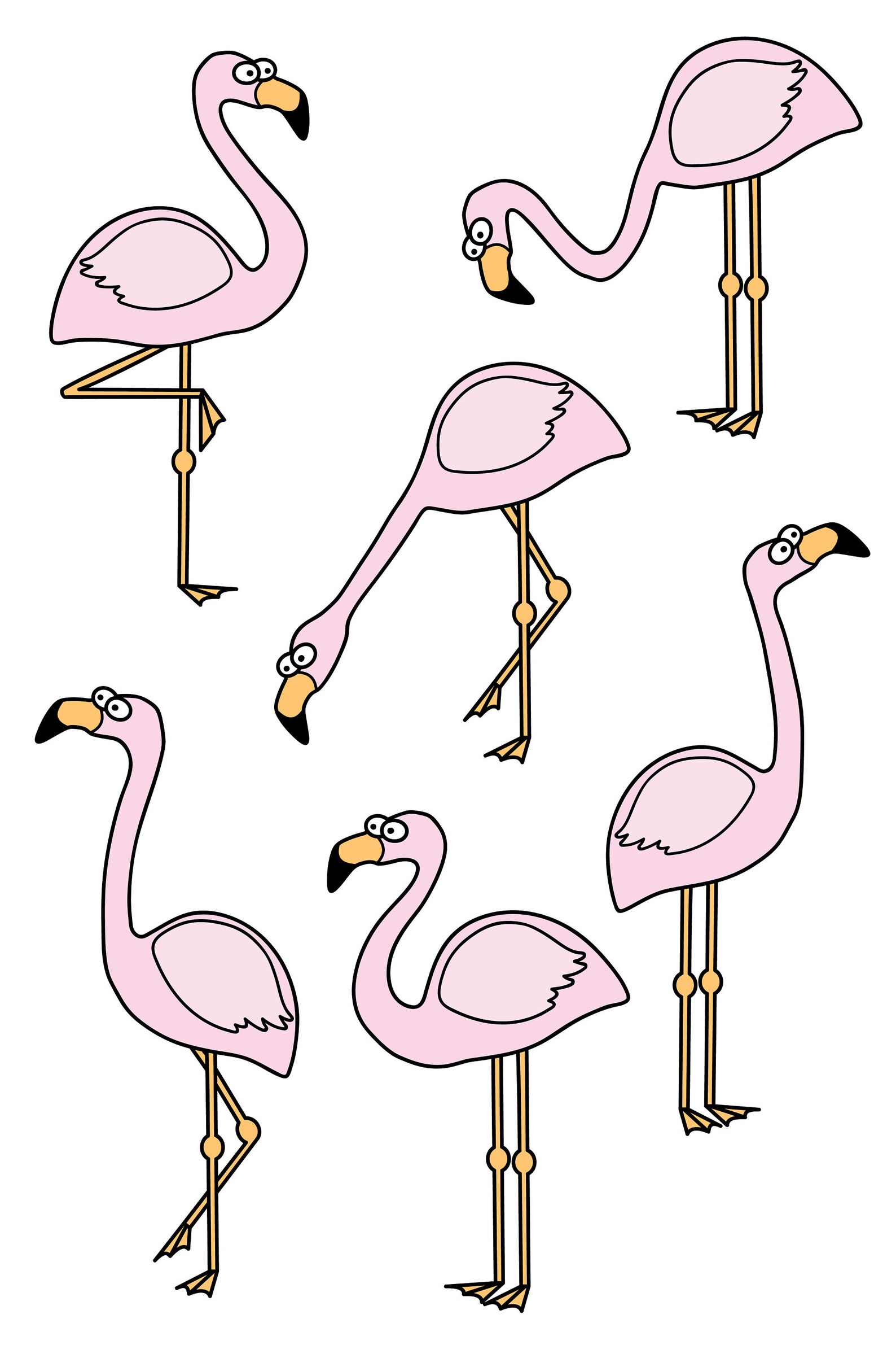 Pink Flamingo Clipart Set, Hand Drawn Clip Art Illustrations of ...