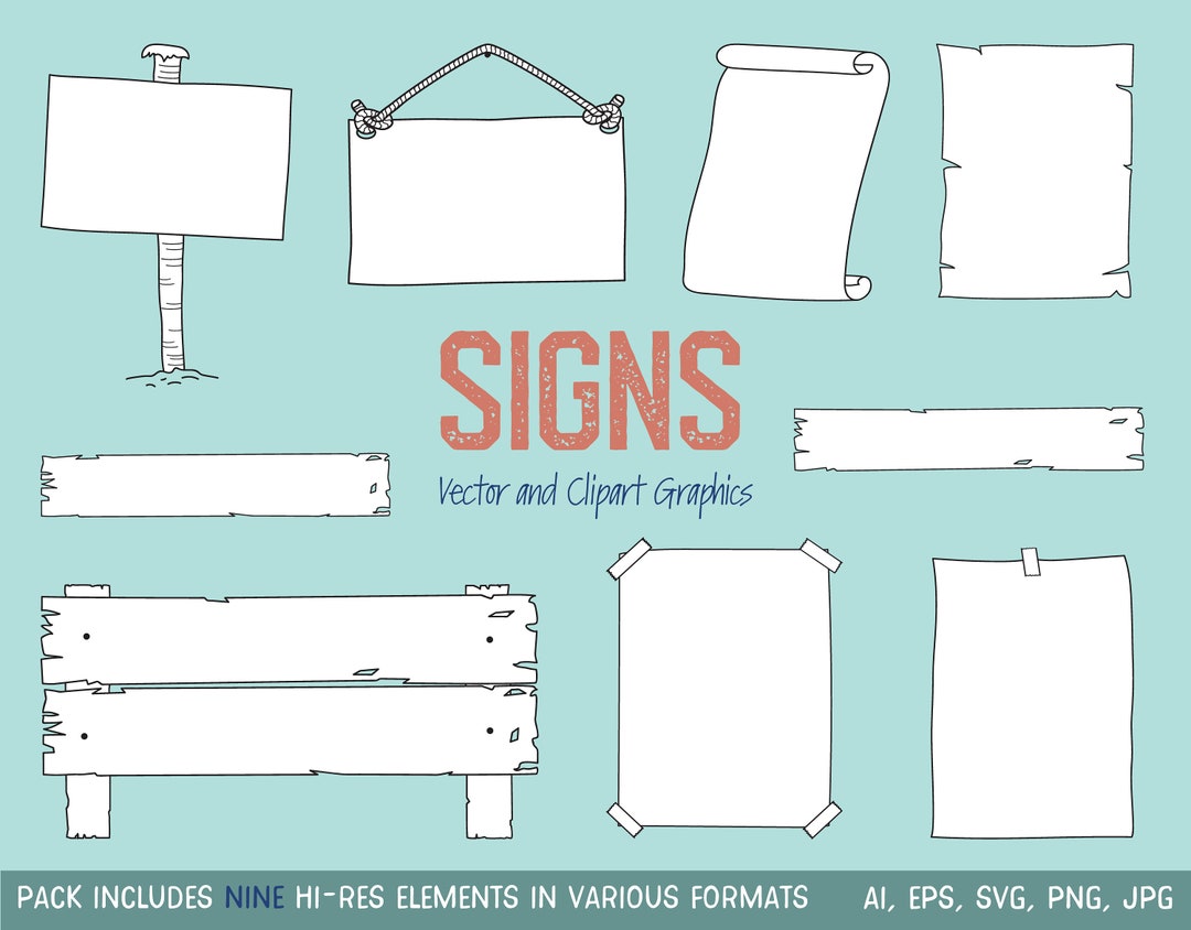 Sign Clipart Set, Nine High Resolution Clip Art of Frames, Borders and ...