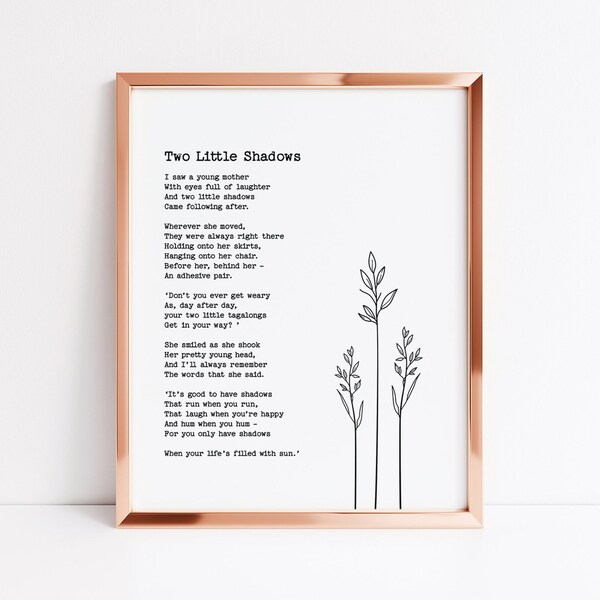 Mother Poem Printable Wall Art, Two Little Shadows, Poem for Mom, Gift ...