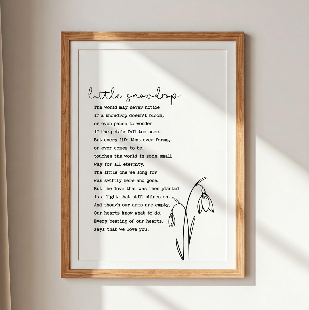 Little Snowdrop | Miscarriage Poem | Baby Loss Memorial | Printable ...