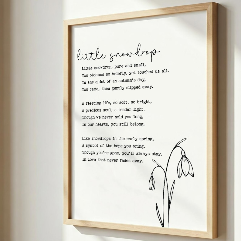 Little Snowdrop Miscarriage Poem, Baby Loss Memorial (digital Download ...
