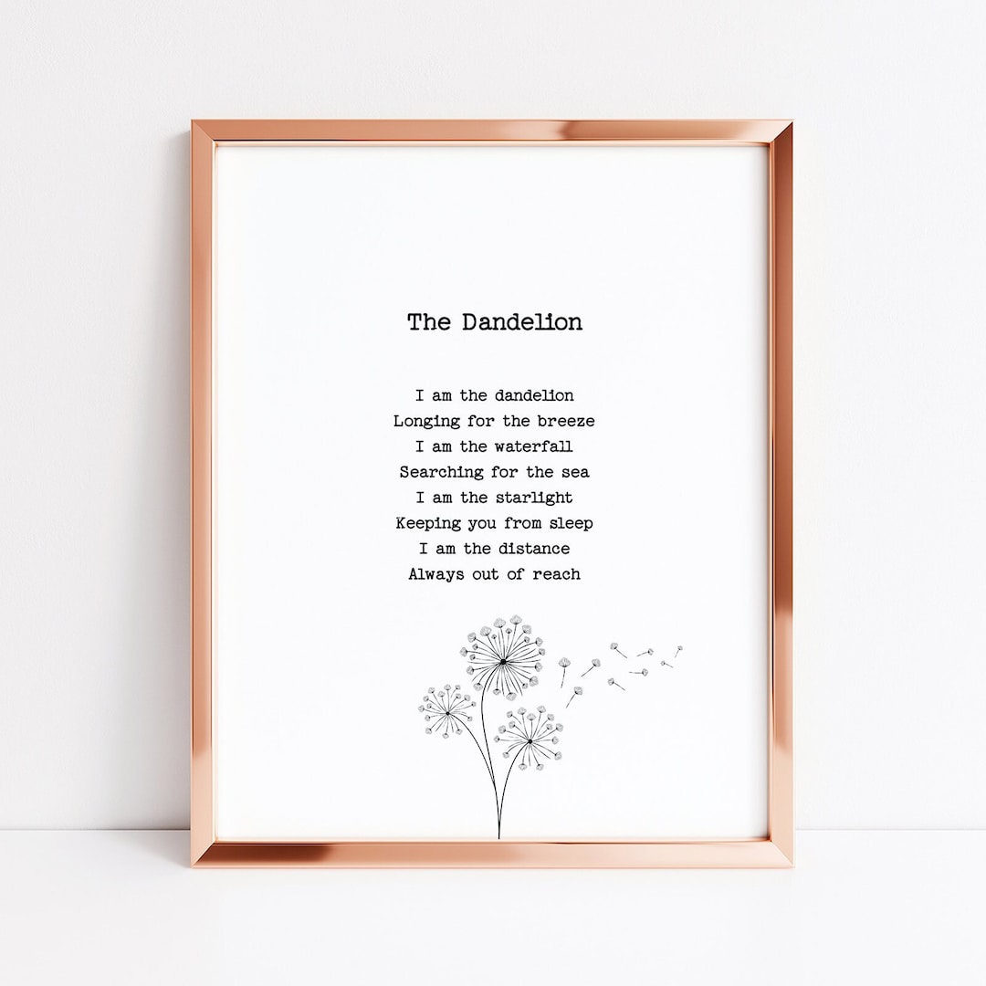 Dandelion Poem Dandelion Wall Art Instant Download - Etsy