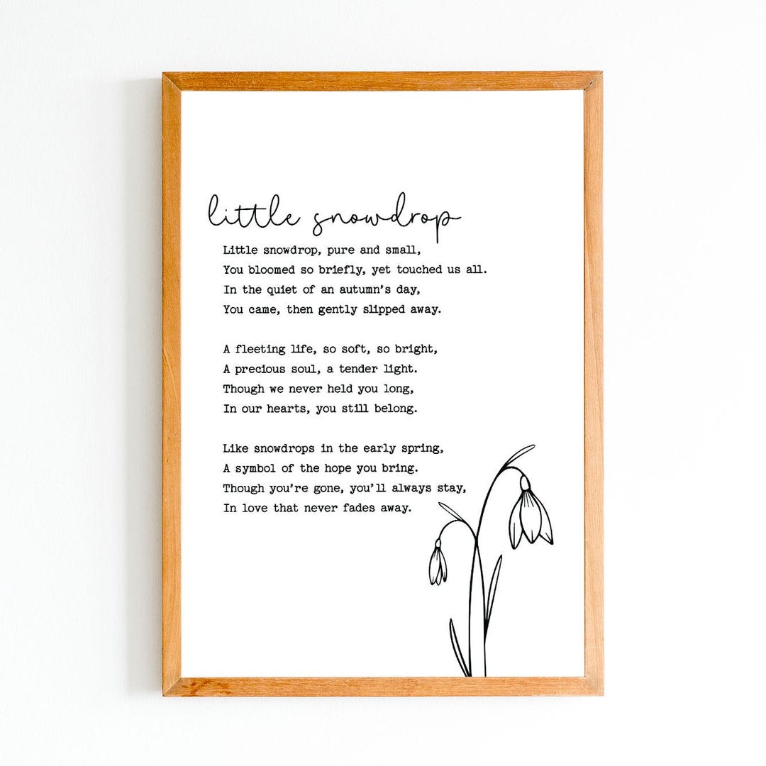 Little Snowdrop | Miscarriage Poem | Baby Loss Memorial | Printable ...
