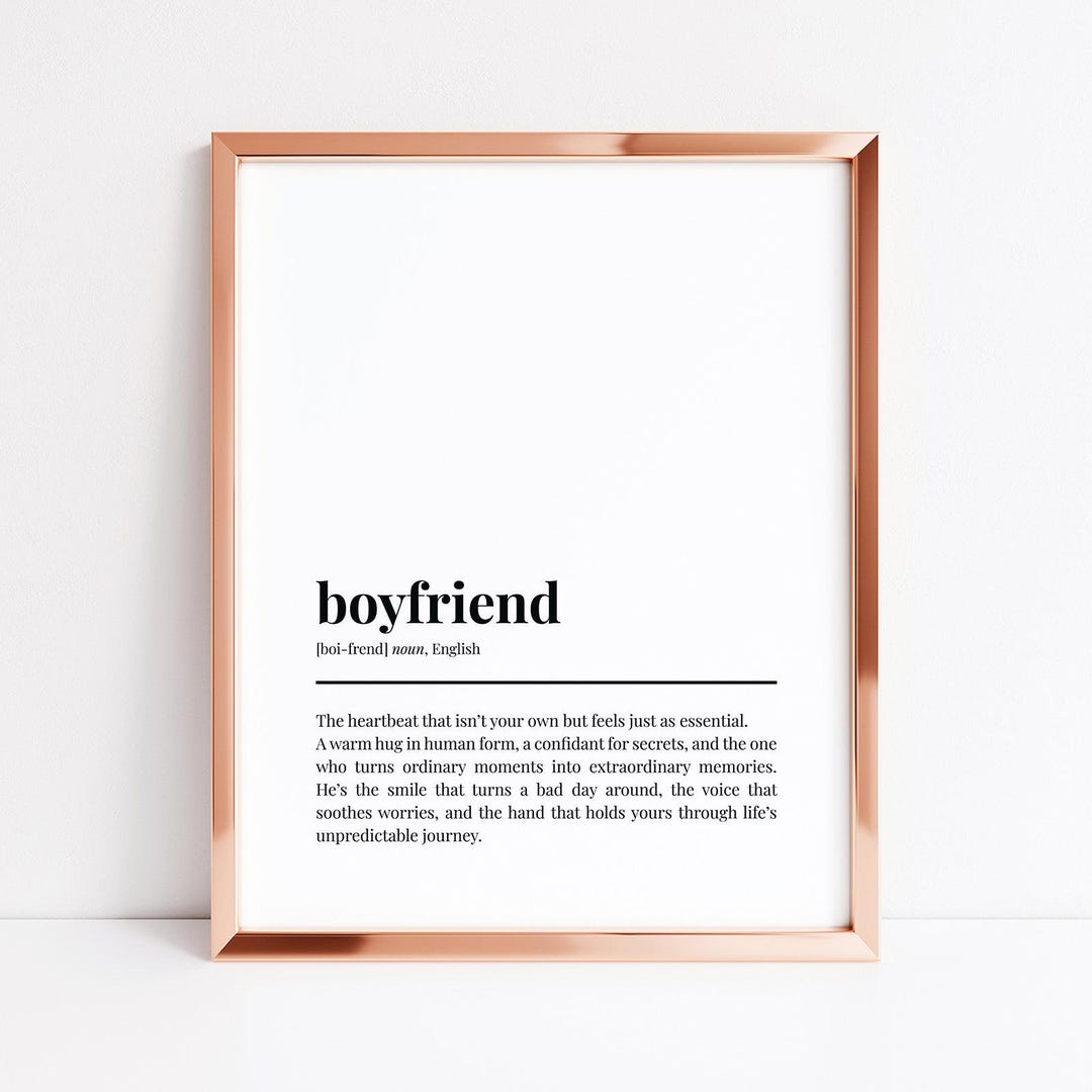 Boyfriend Definition Valentine's Day Boyfriend Birthday Gift Printable ...