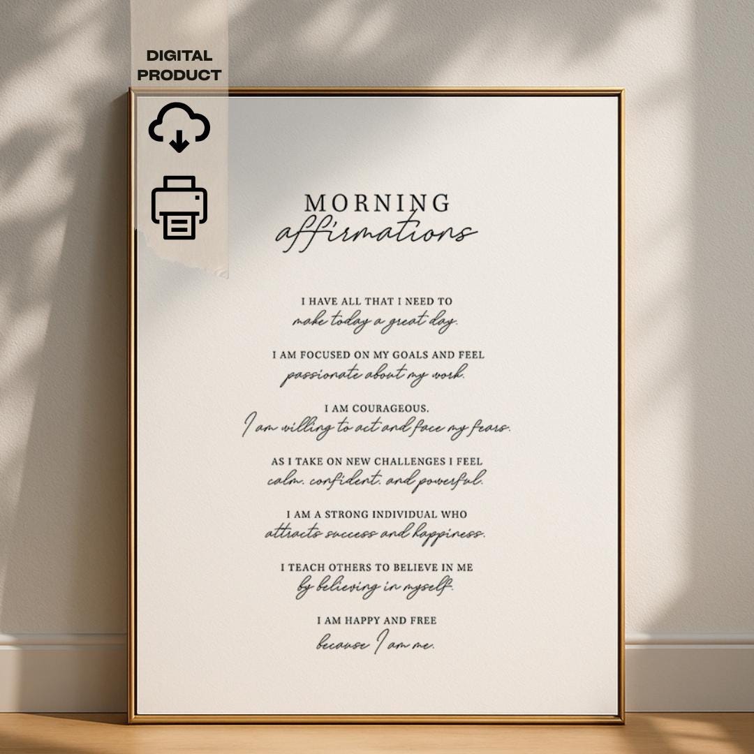 Morning Affirmations Print | Daily Positive Manifestation Wall Art ...