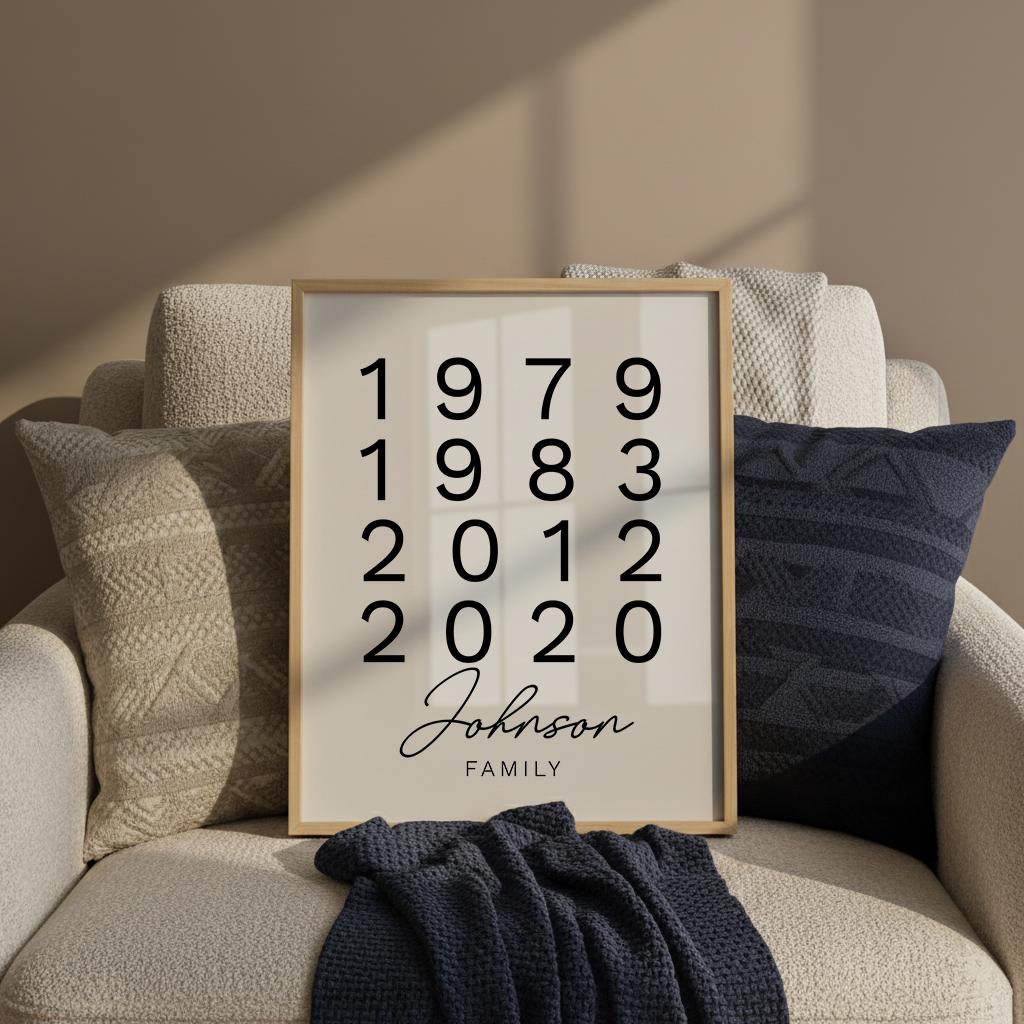 Personalized Family Birth Year Print: Custom Wall Art (digital Download ...