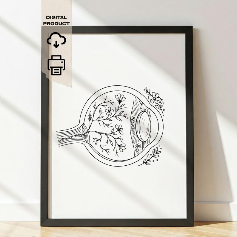Floral Eyeball Anatomy Art Print: Optometrist Office Decor (digital ...
