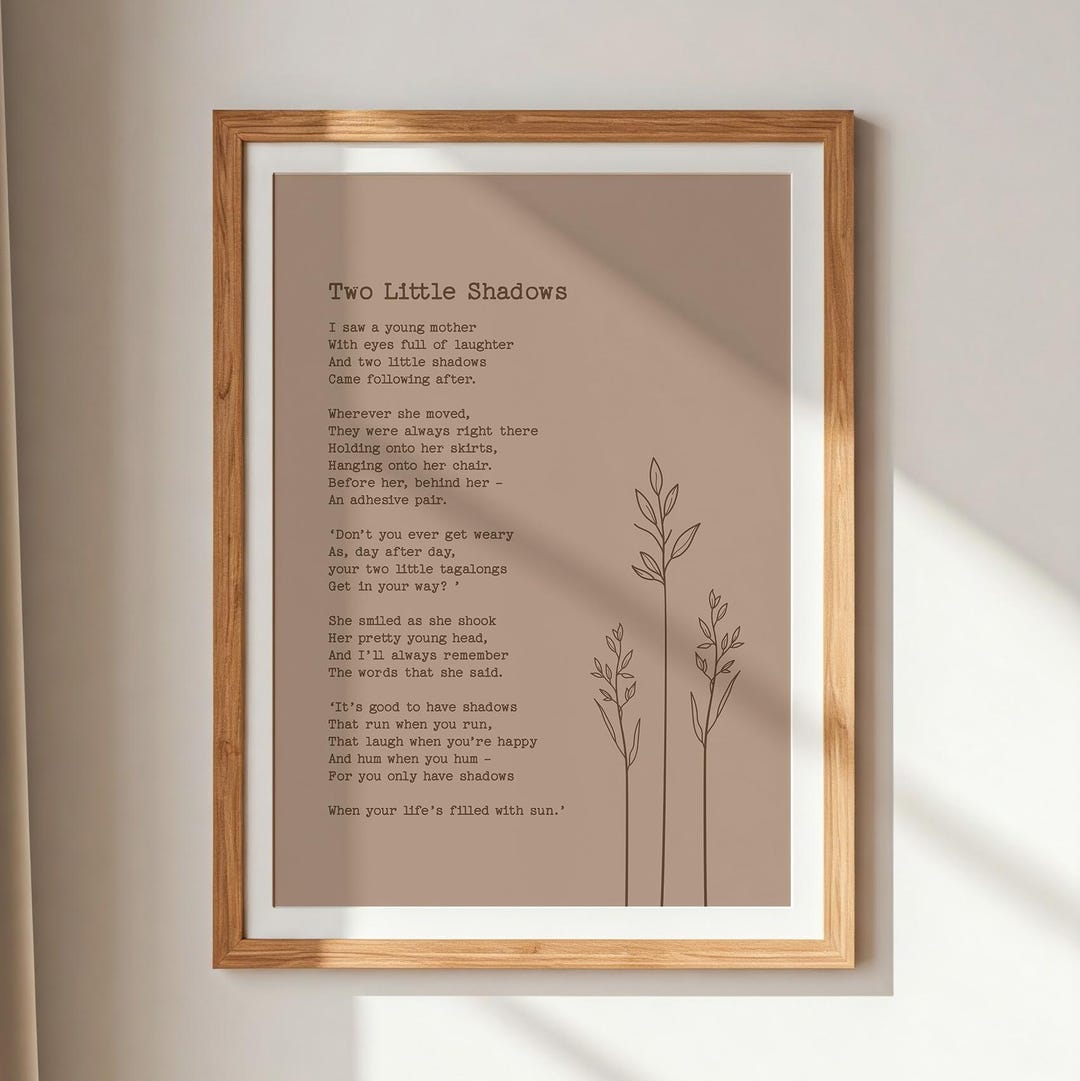 Two Little Shadows Poem | Terracotta Nursery Print | Mom Birthday Gift ...