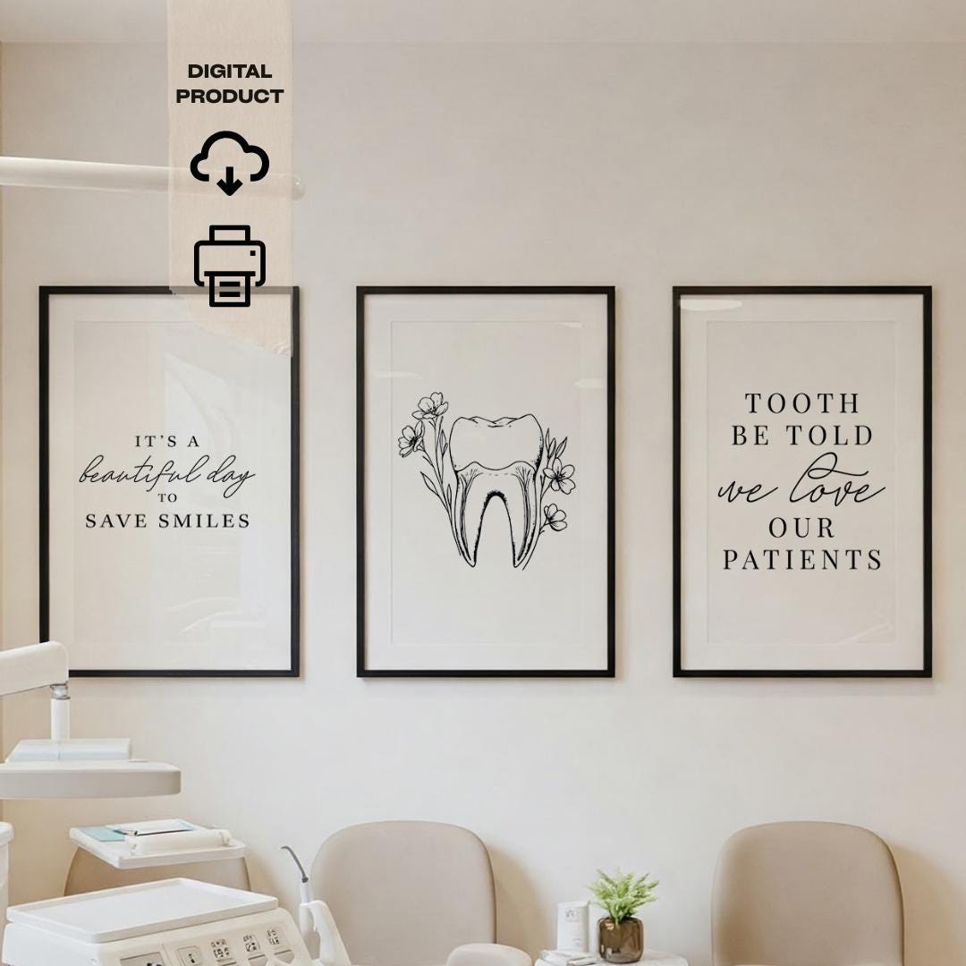 Dental Wall Art | Set of 3 Dental Prints | Dental Office Decor ...