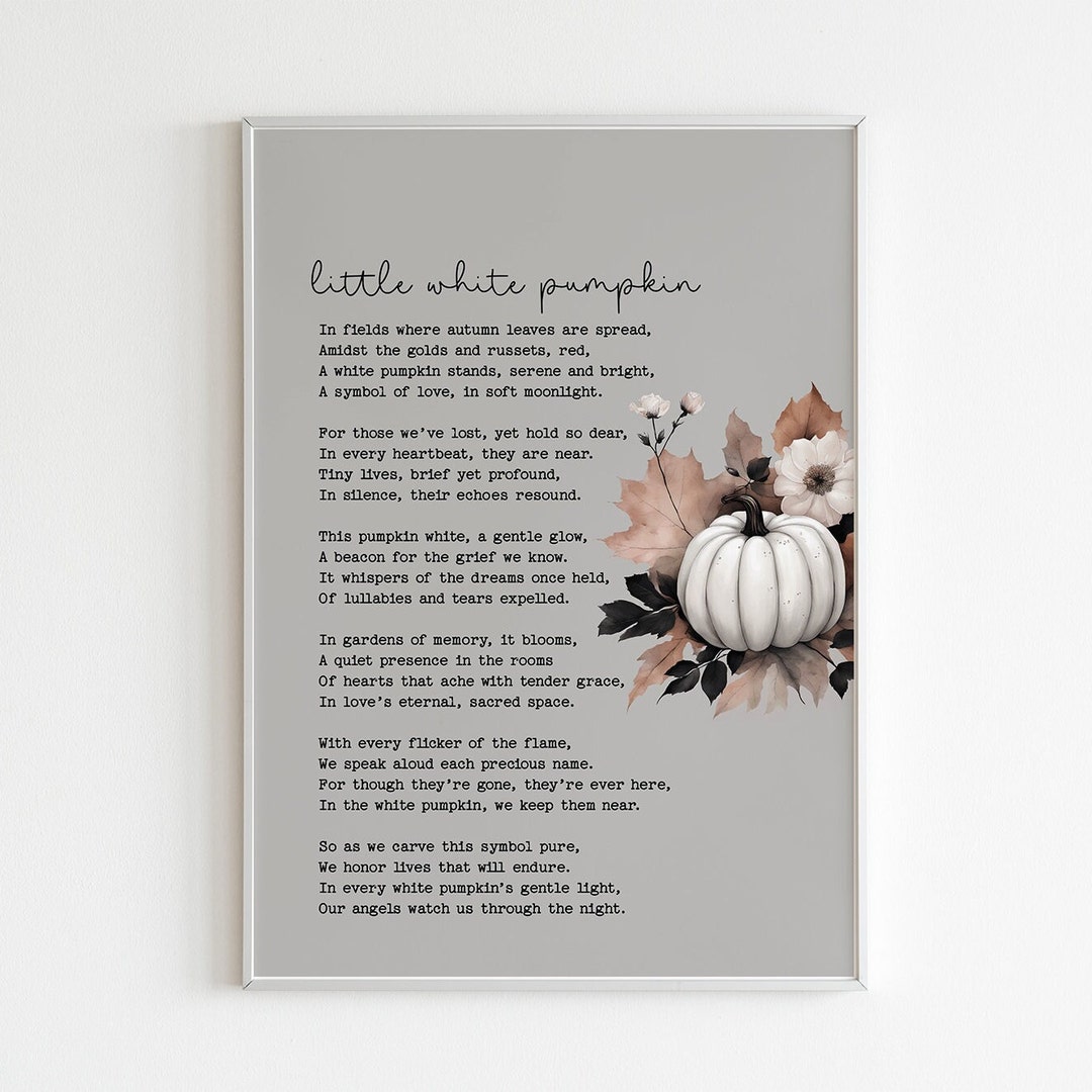 Little White Pumpkin Poem Miscarriage Gift in Loving Memory Mourning ...