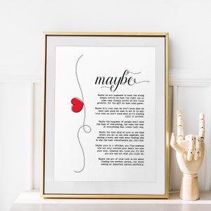 Maybe Poem Print | 2nd Anniversary Gift | Fiancé Gift for Her | Love ...