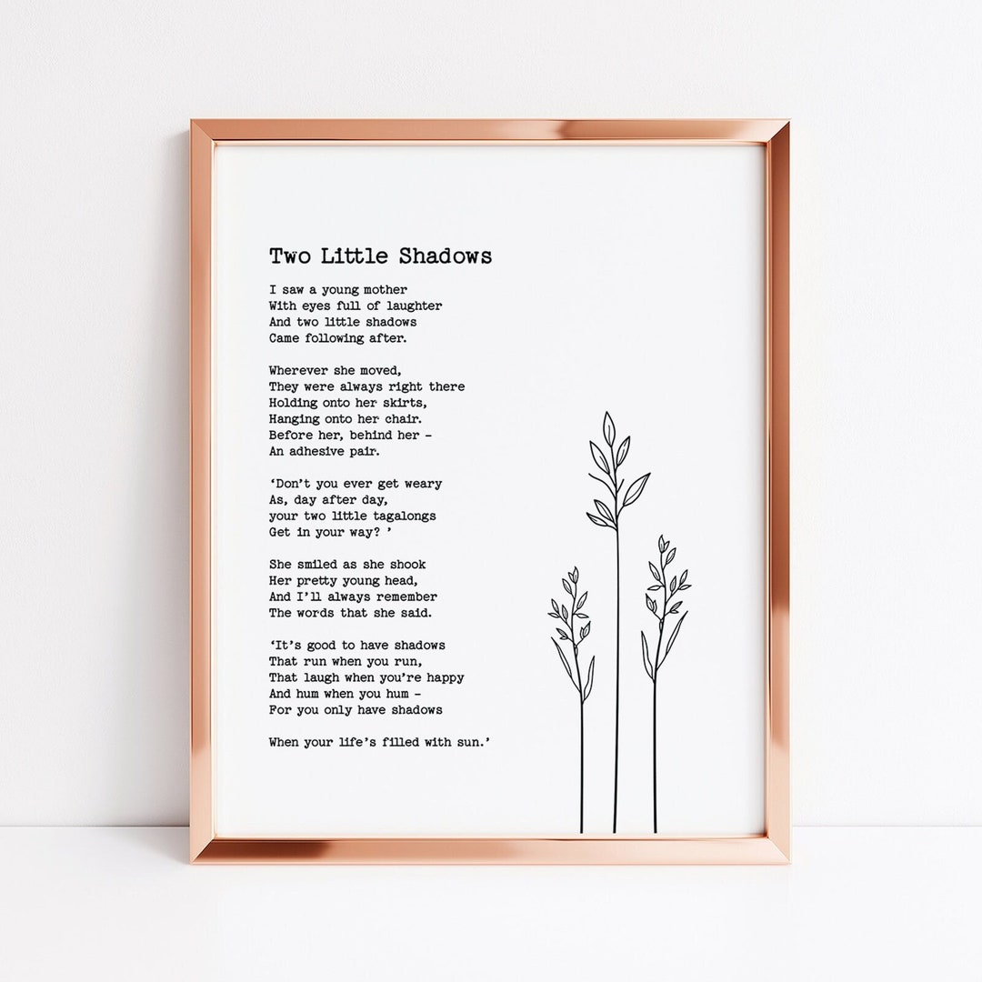 Two Little Shadows Poem Wall Art New Mom Gift Nursery Poem Print Mom ...