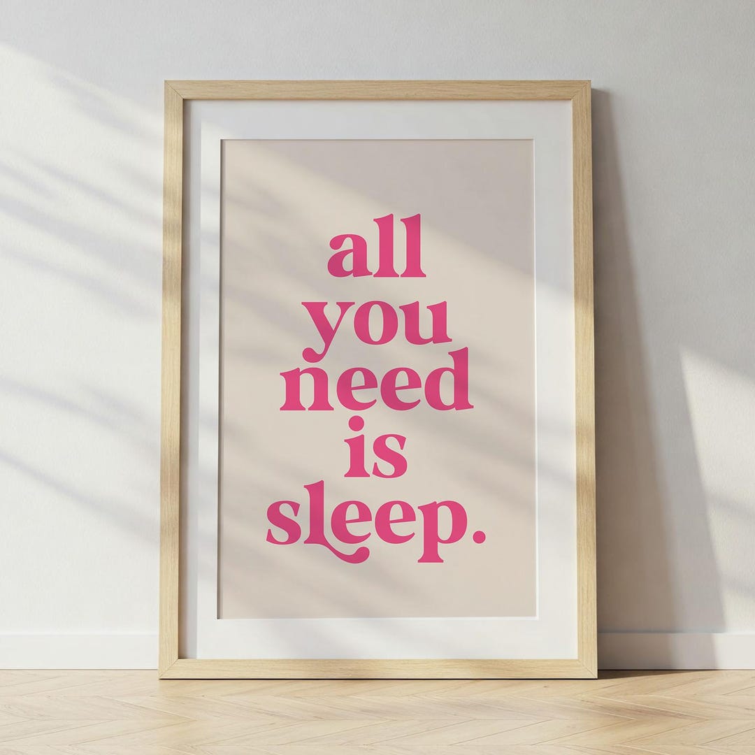 All You Need is Sleep Print | Funny Bedroom Decor | Hot Pink Wall Art ...