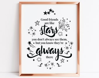 Friendship Printable Quote Good Friends Are Like Stars - Etsy