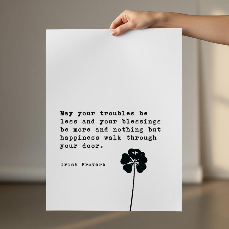Irish Blessing Print: "may Your Troubles Be Less" Sage Green Clover Art ...