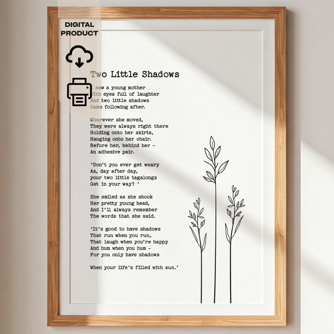 Unique Gift for Mom | Two Little Shadows Poem | Nursery Poem Print ...