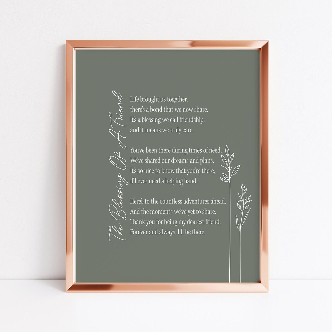 Sage Green Wall Art Friendship Poem Gift for Best Friend - Etsy Canada