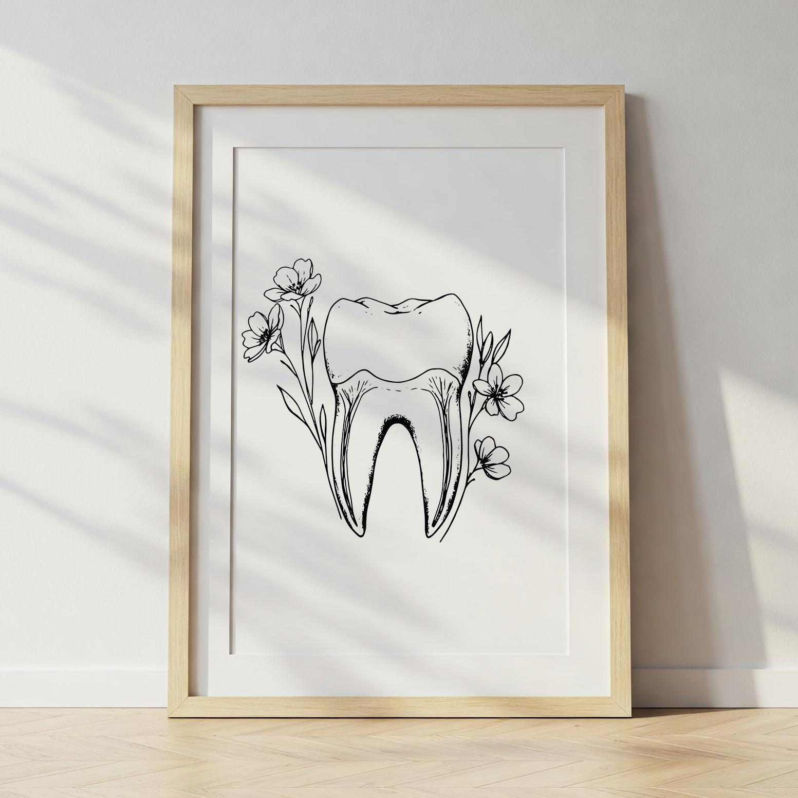 Minimalist Tooth Floral Art: Dental Office Decor (digital Download) - Etsy