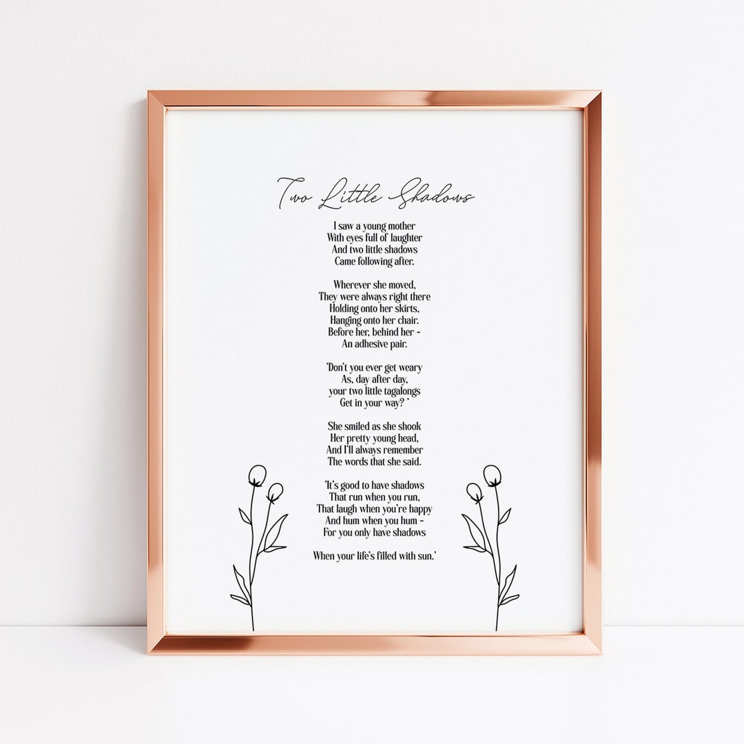 Two Little Shadows Poem for Mom Mother's Day Gift Motherhood Poem Mom ...