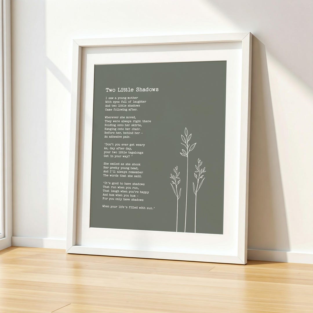 Sage Green Two Little Shadows Poem | Nursery Print | Mom Birthday Gift ...