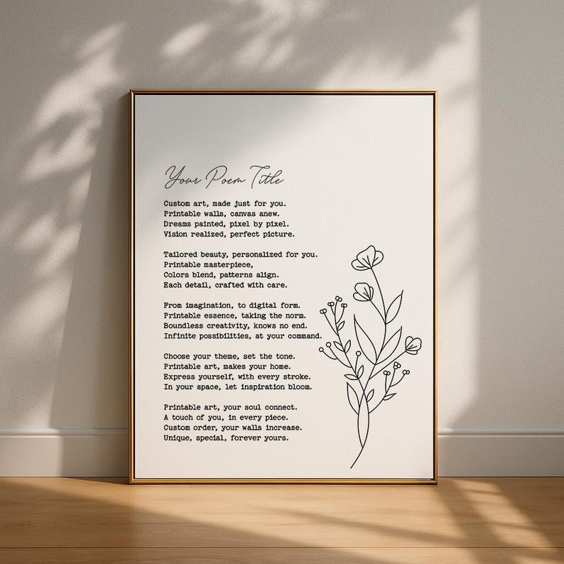 Custom Poem Print, Customizable Poem, One of A Kind Poem Decor ...