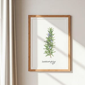 Blooming Rosemary Print | Kitchen Wall Art | Watercolor Botanical Herb ...