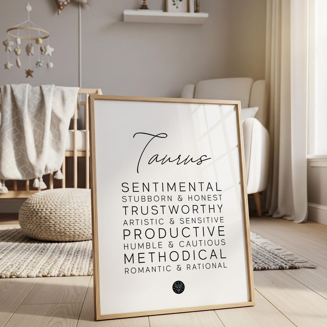 Taurus Zodiac Trait Print: Minimalist Astrology Wall Art (digital ...