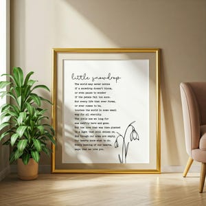 Little Snowdrop Miscarriage Poem Baby Loss Memorial Printable Wall Art ...