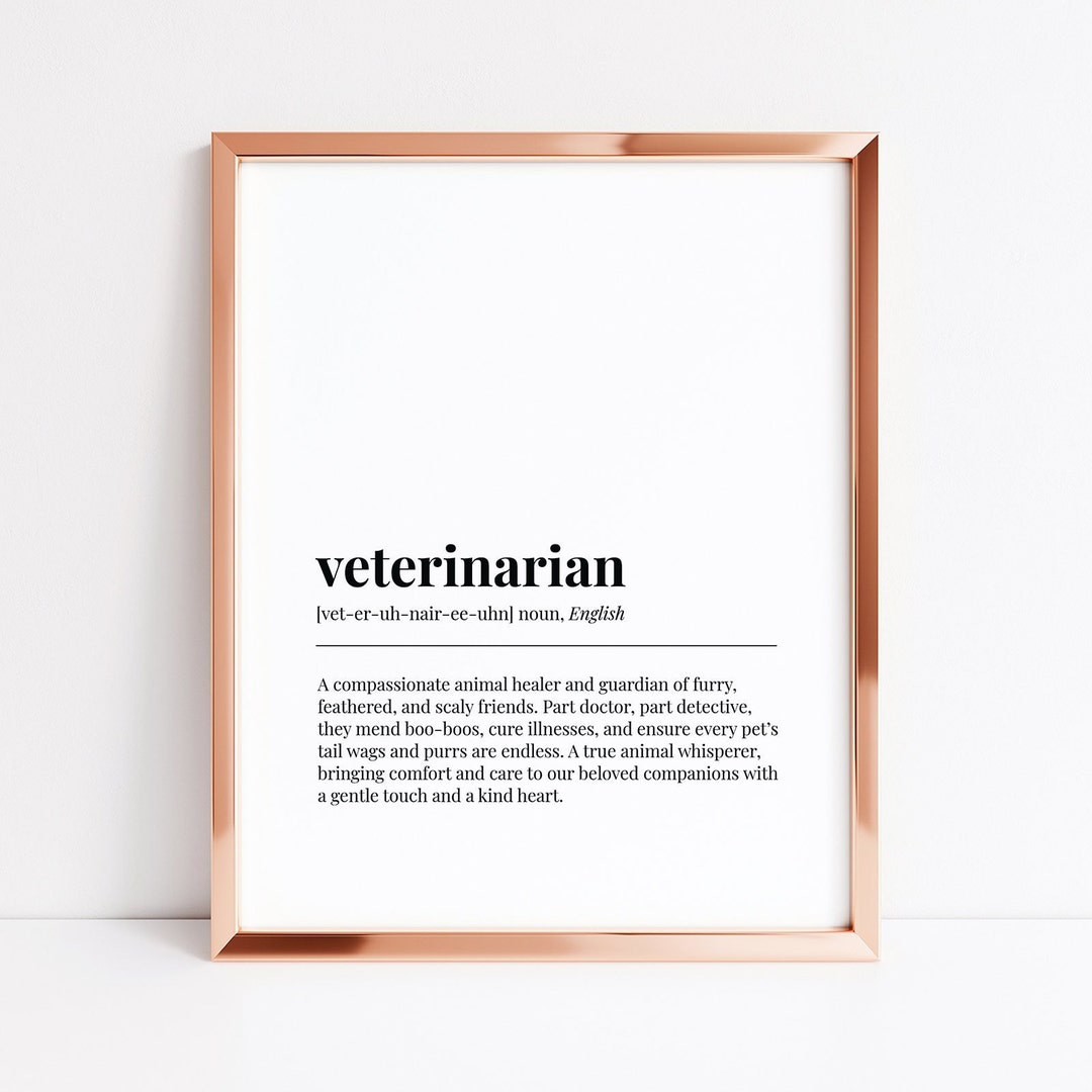 Veterinarian Definition Vet Office Decor Printable Wall Art - Etsy