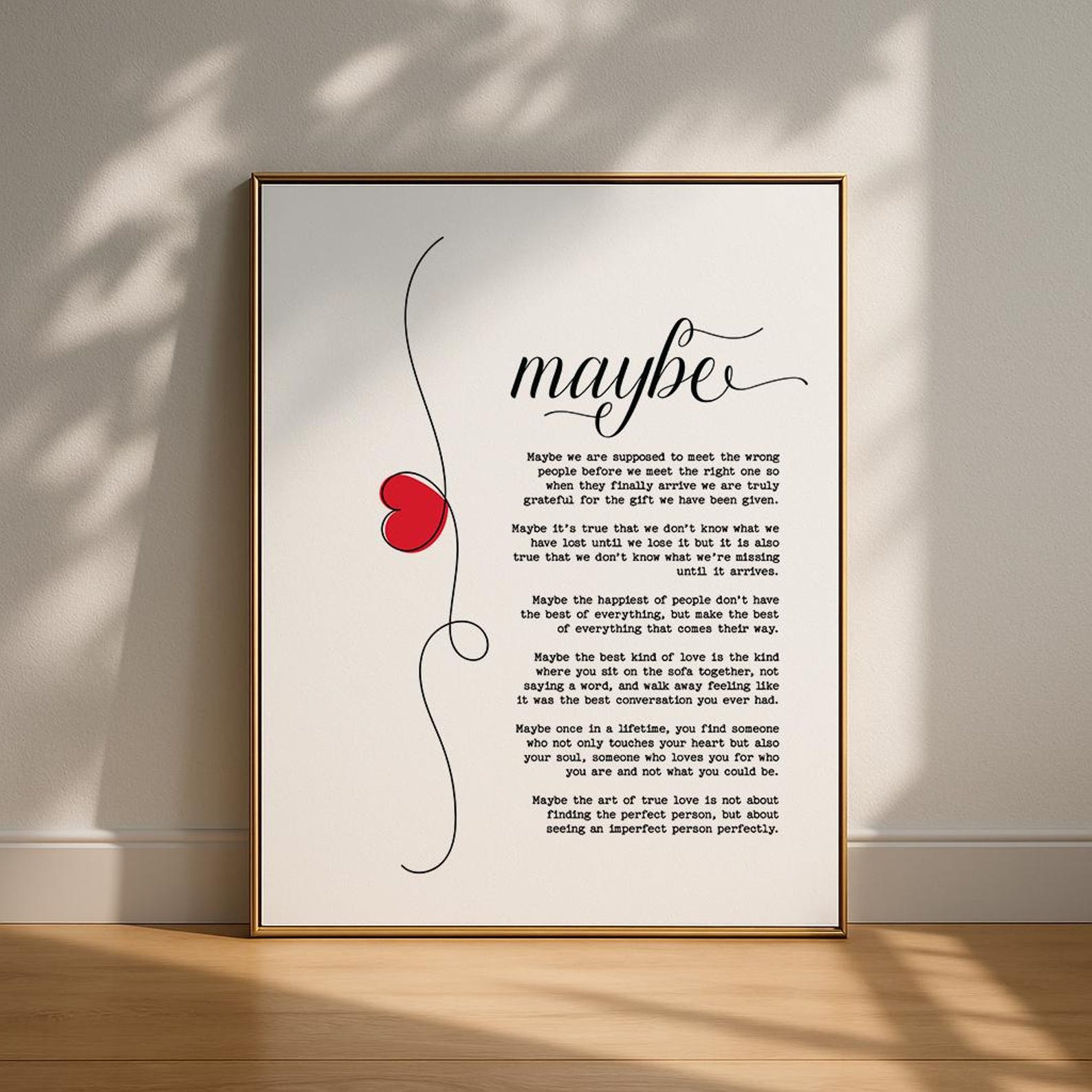 Maybe Poem Print | 2nd Anniversary Gift | Fiancé Gift for Her | Love ...