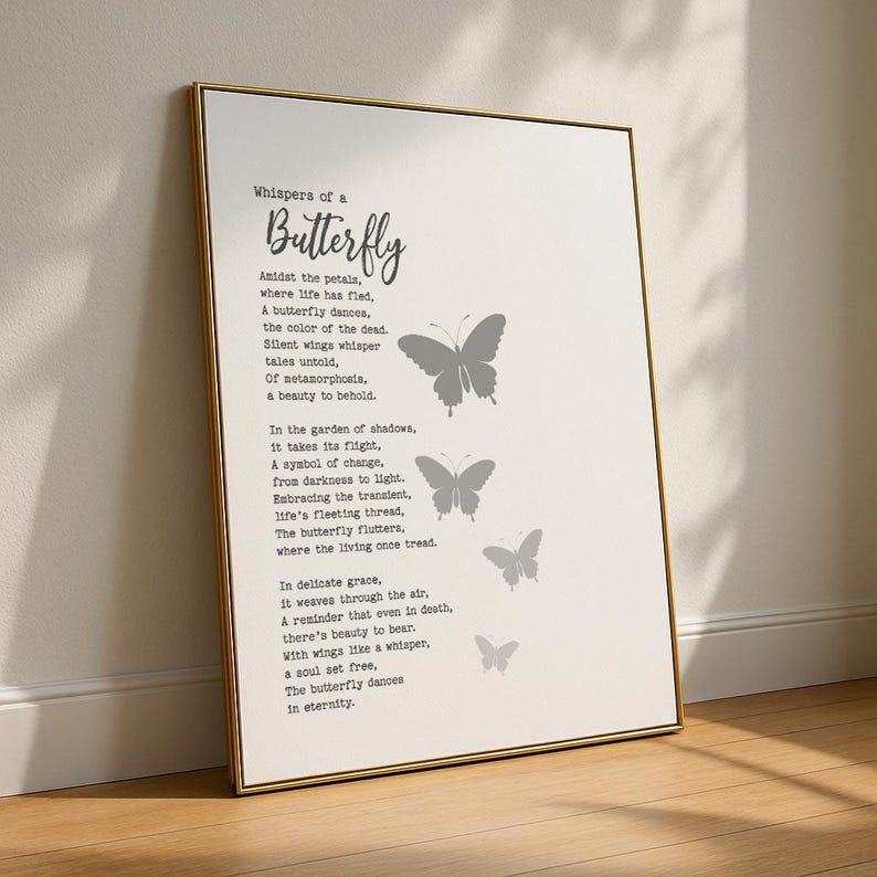 Butterfly Memorial Poem Print: Grief Gift, in Loving Memory (digital ...
