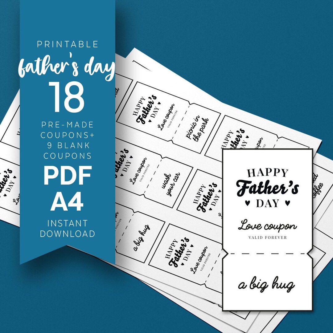 Fathers Day Printable Blank Coupons Gift for Dad Best Gifts for Him ...
