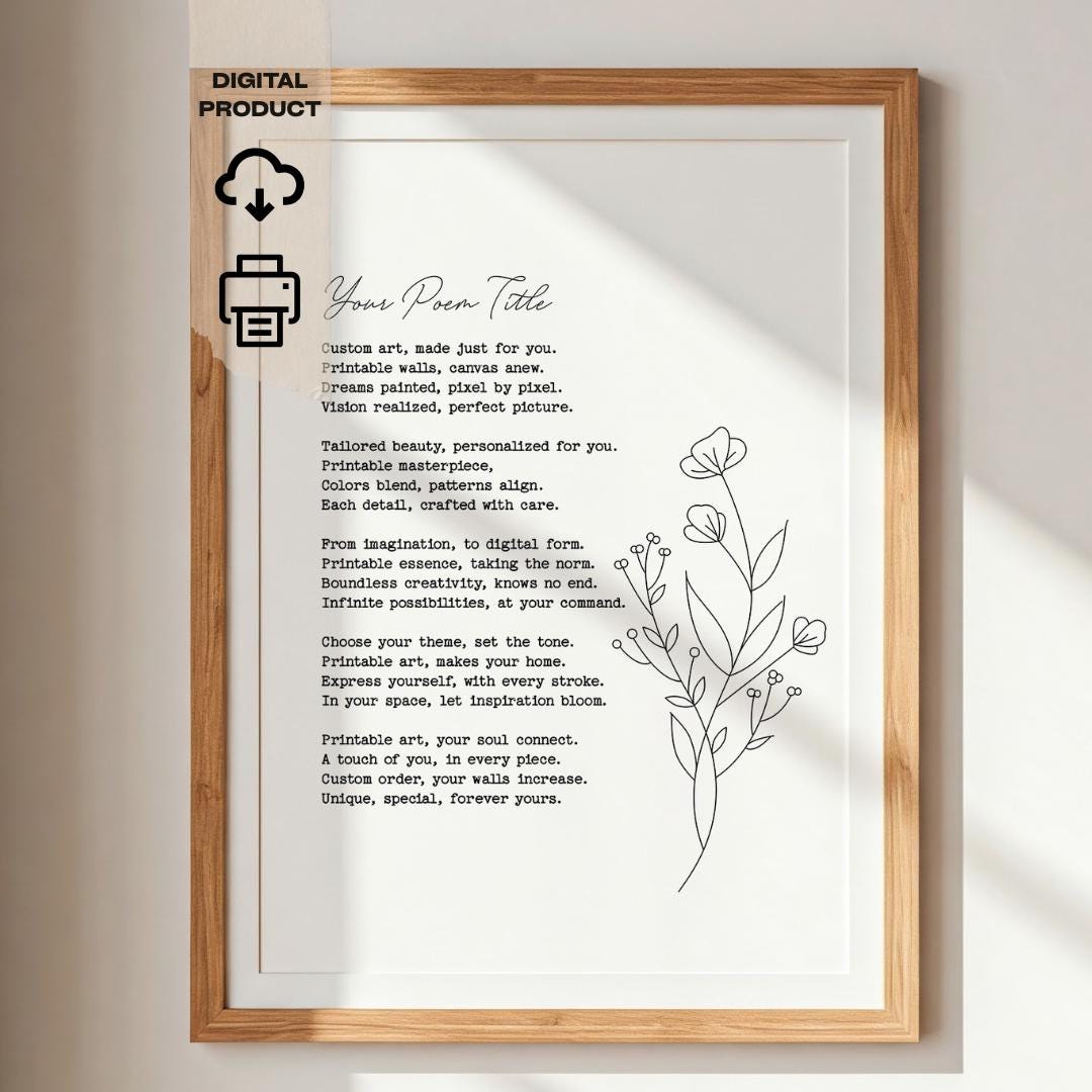 Custom Poem Print, Customizable Poem, One of A Kind Poem Decor ...