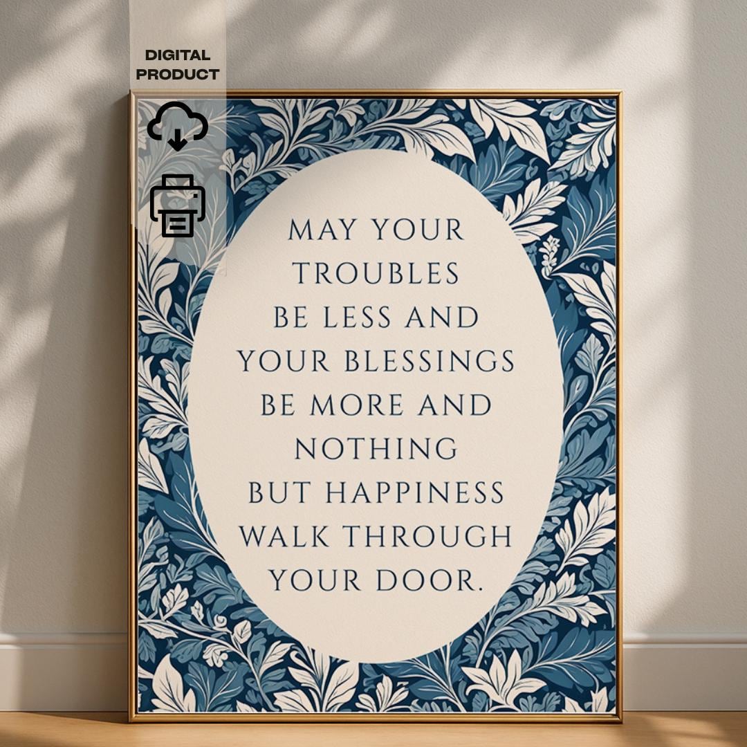 Irish Blessing Print: "may Your Troubles Be Less" Quote Wall Art ...