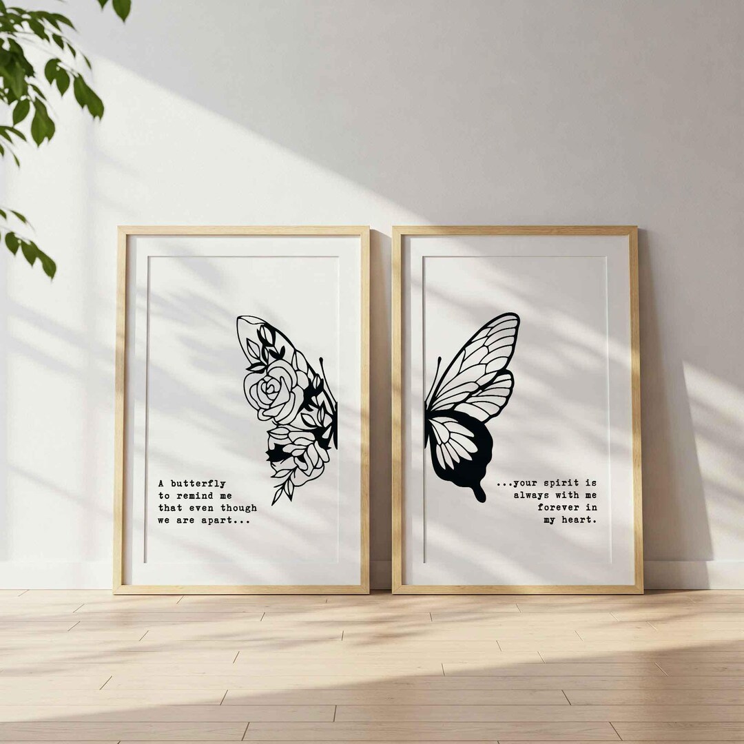Butterfly Wall Art Set of 2 Posters | Grief Art Print | Housewarming ...