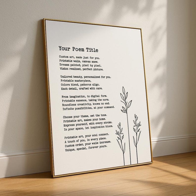 Custom Poem Print | Customizable Poem | One of A Kind Poem Decor ...