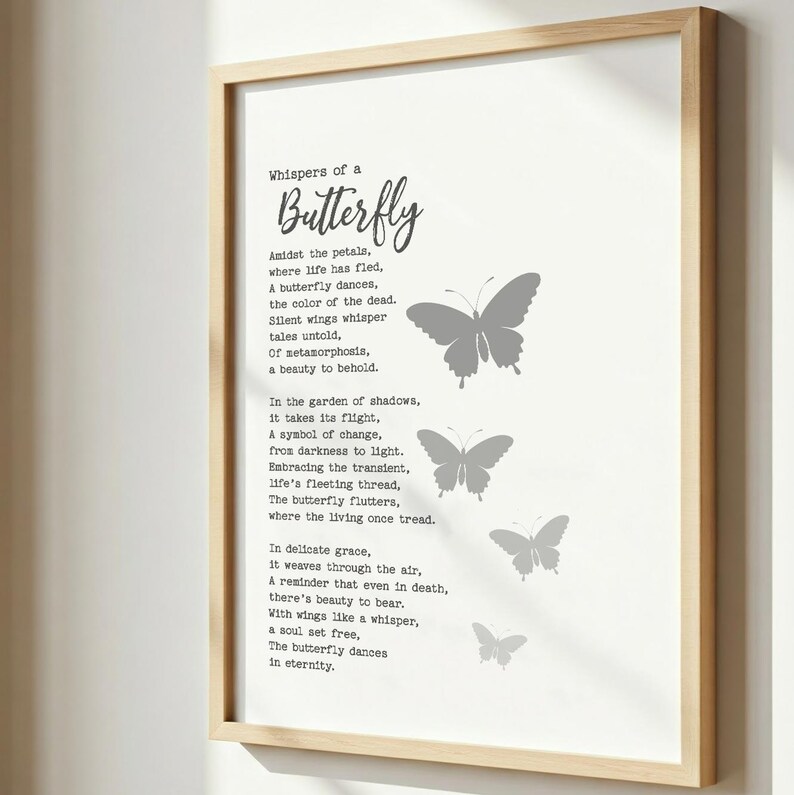 Butterfly Memorial Poem Print: Grief Gift, in Loving Memory (digital ...